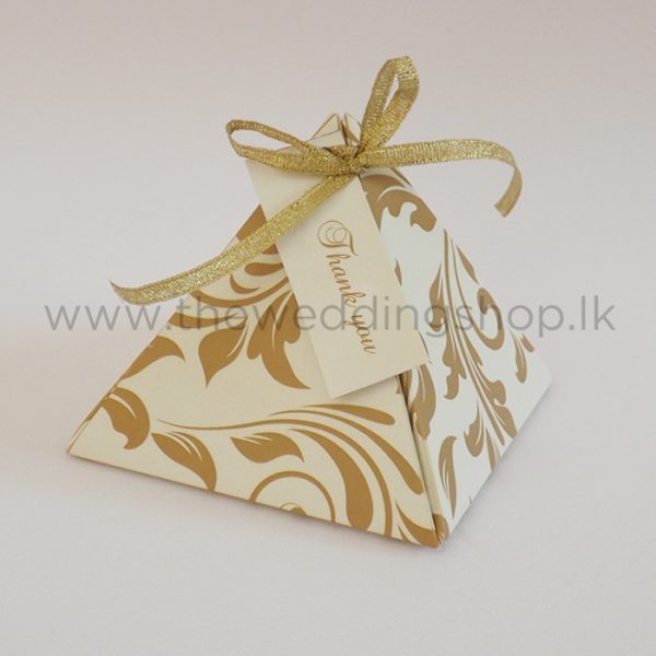 Pyramid Cake Box- Dull Gold - The Wedding Shop